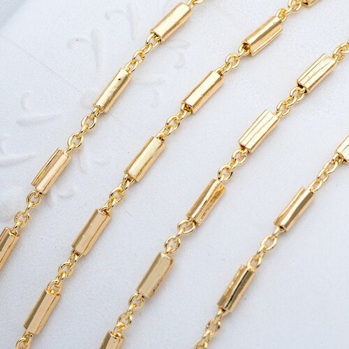 Gold Plated Brass Hexagonal Tube Chains 1.6mm DIY Chain - Etsy