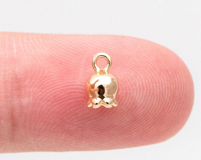10pcs Tiny Flower Charm, Real Gold Plated Brass, Flower Bud Charms (GB ...