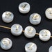 6mm Natural Shell With Gold Number Beads- Coin Puff Spacer - Double ...