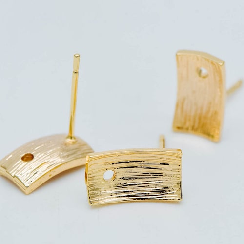 10pcs Brushed Gold Ear Posts With Loops Gold Plated Brass - Etsy