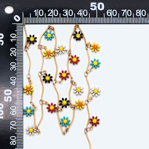 Enamel Flower Chain, Daisy Chain, Unplated Raw Brass Designer Chain 6mm ...