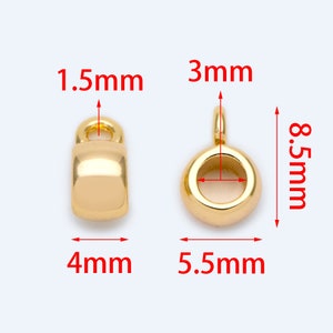 10pcs Gold Bail Beads, Bail Charm Holder Spacer With Loop, Tube Bails ...