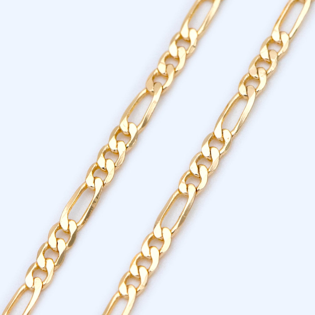 Delicate Flat Figaro Chains, 18K Gold Plated Brass, Craft Necklace ...