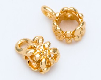 CCB Gold Matte Bail Beads, Bail Charm Holder Spacer With Loop, Tube ...