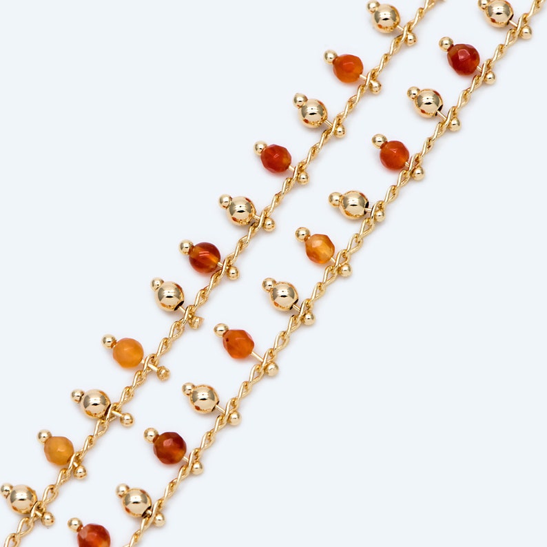 Gold Beaded Chain Orange Agate Chains Curb Chain With 3.5mm - Etsy