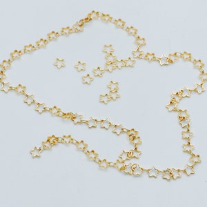50pcs Gold Star Link Charms 5mm, Real Gold Plated Brass, Geometric Star ...