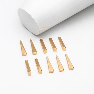 10pcs Gold Long Triangle Bar Charms 22mm, Gold Plated Brass Stick ...