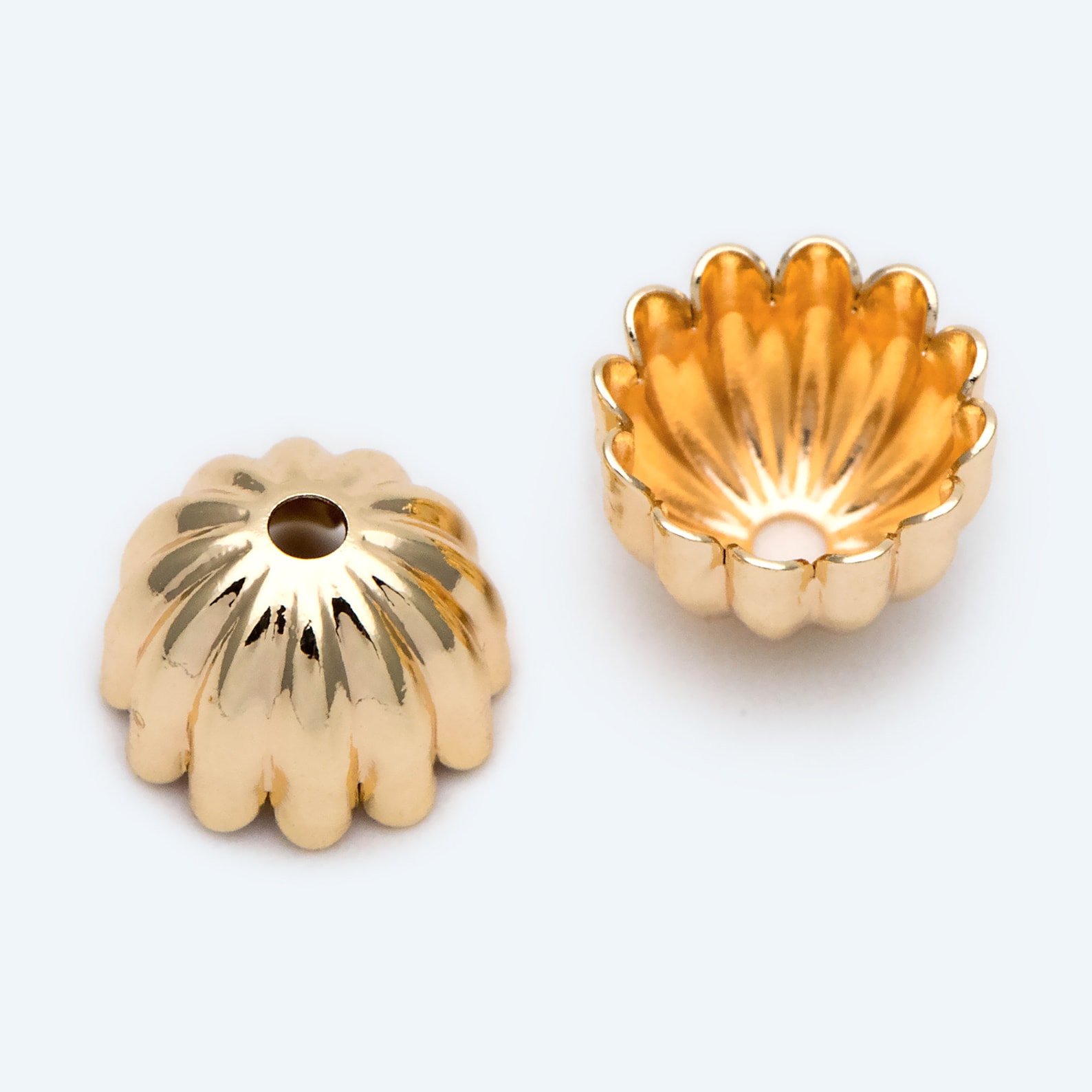 10pcs Flower Bead Caps 9mm, Real Gold Plated Brass, Floral Tassel Caps ...
