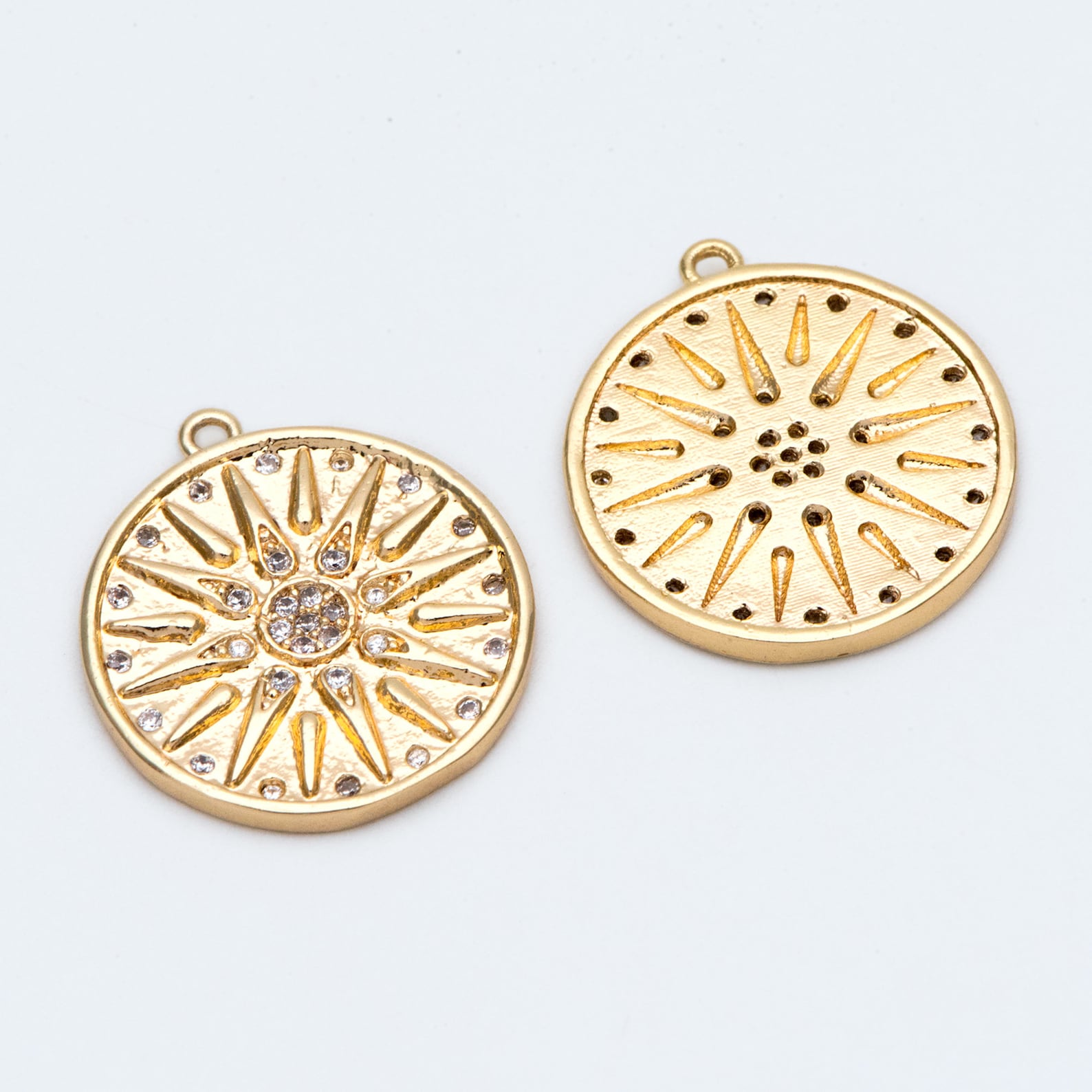 4pcs Gold Sun Disk Charms 20x18mm 18K Gold Plated Brass CZ - Etsy