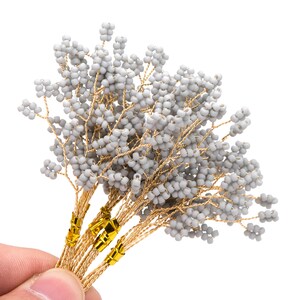 10pcs Beaded Leaf Sprigs on Gold Wire, Flower Tassel Hair Accessories ...