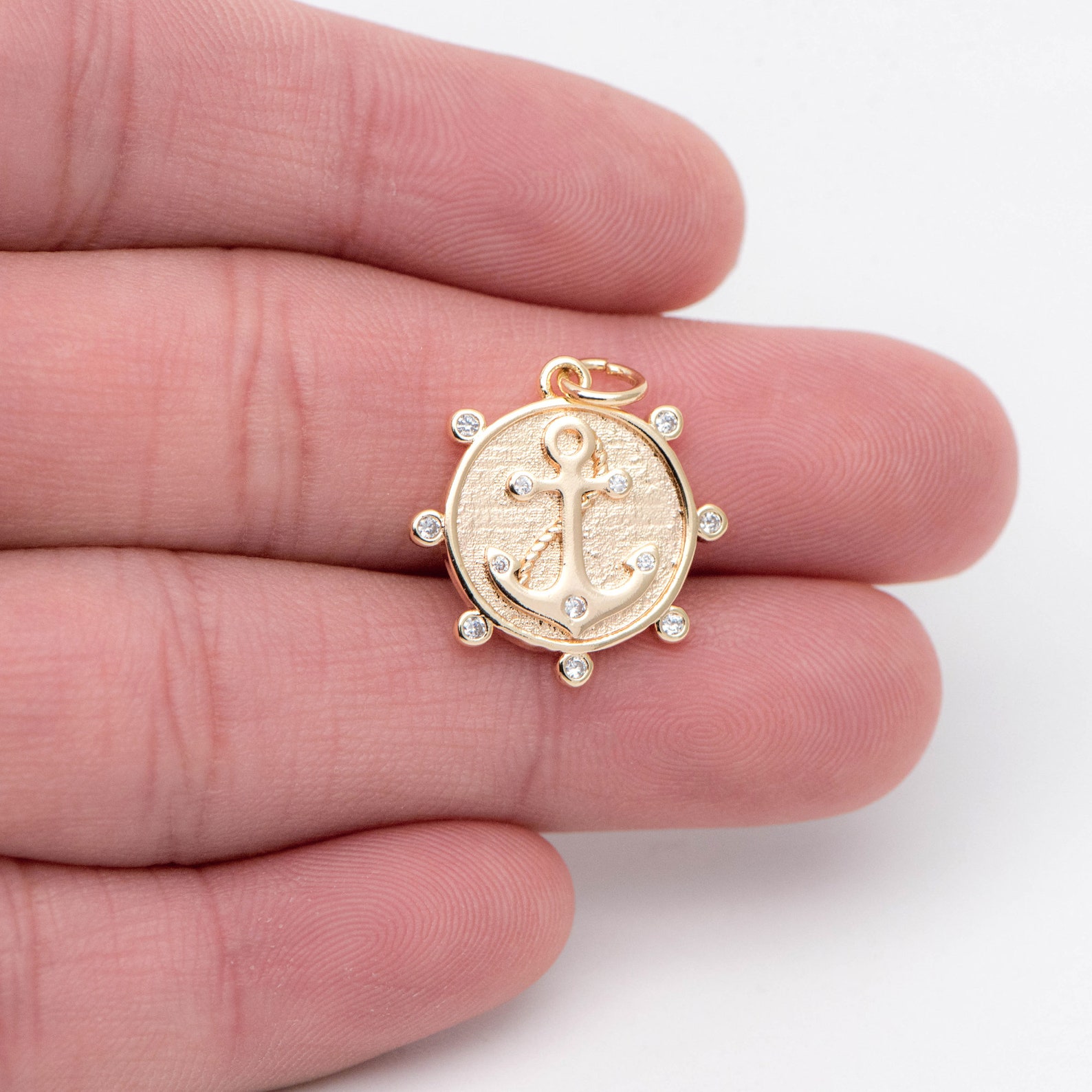 10pcs Gold Anchor Disc Charms 18mm 18K Gold Plated Brass - Etsy