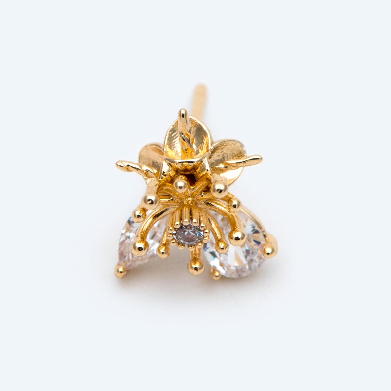 4pcs Gold Flower Ear Posts 12x10mm Pearl Peg Earring Mounts - Etsy