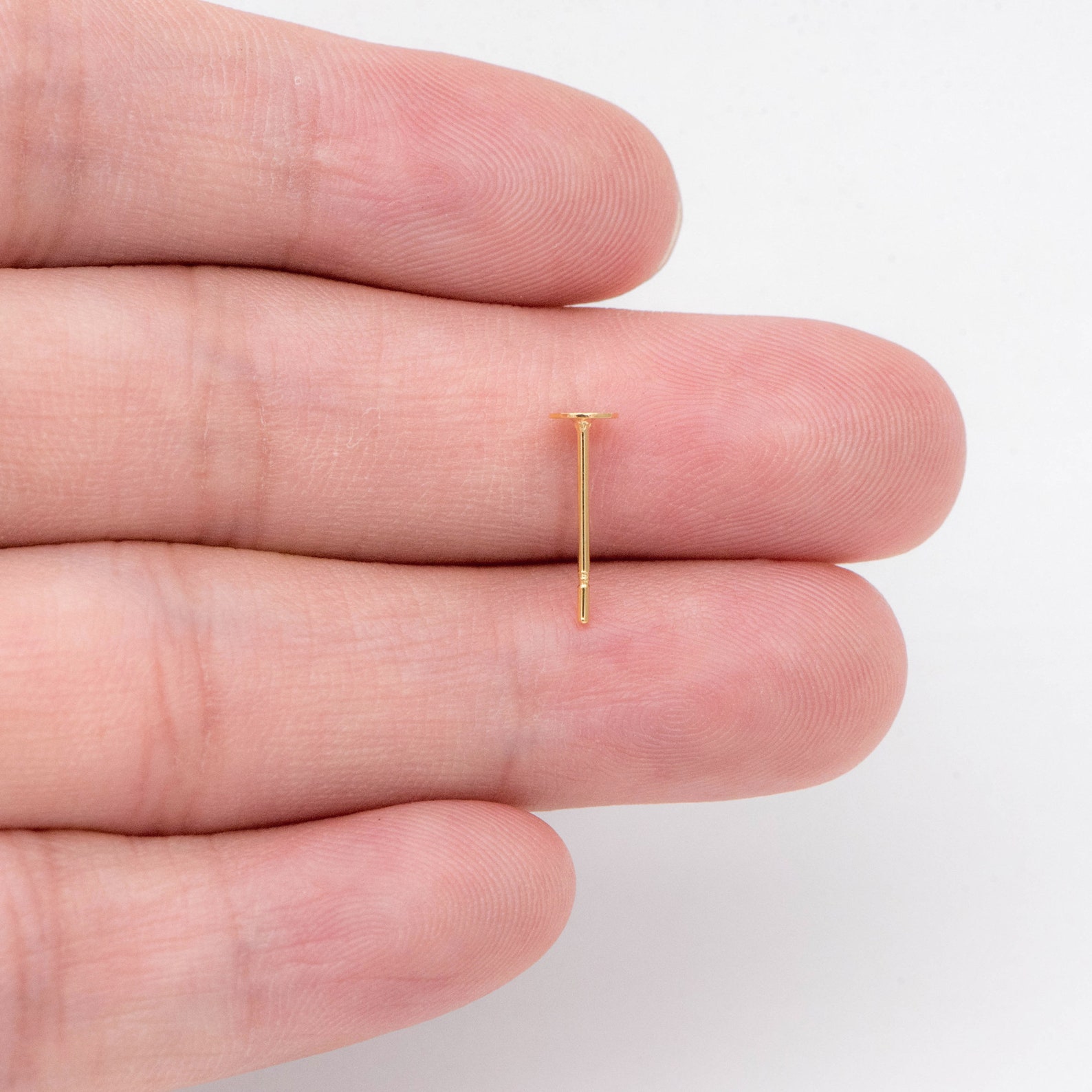 20pcs Gold Flat Ear Posts, 18K Real Gold Plated Brass, Stud Earring ...