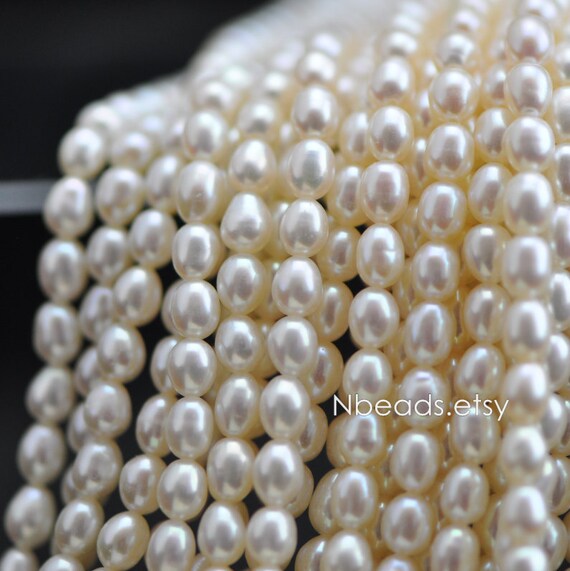 4-4.5mm Freshwater Rice Pearls Fresh Water Oval Pearls - Etsy