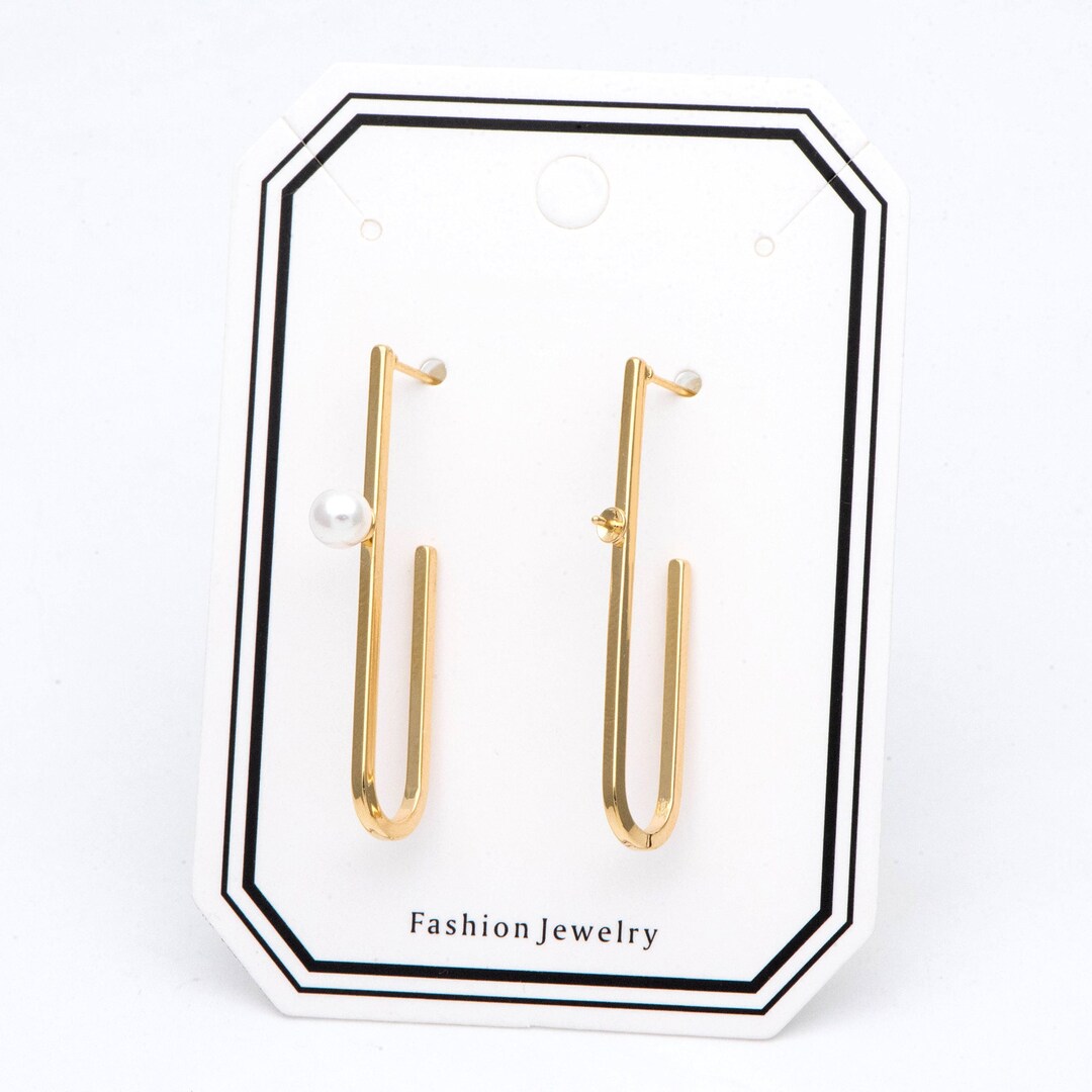 10pcs Gold Bar Stud Earring 40x10mm, DIY Ear Wire Components, DIY Pearl ...