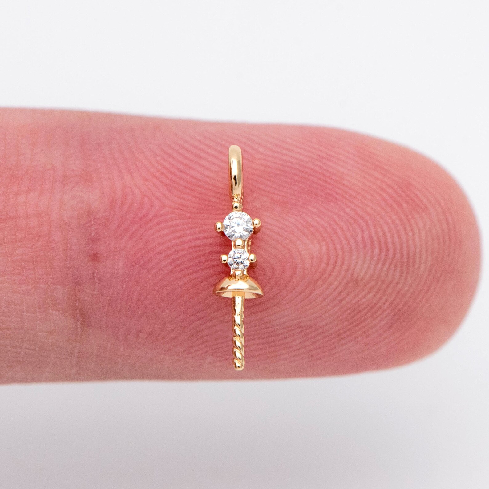 10pcs CZ Pave Gold Pearl Setting DIY Charm Drop Bail Peg - Etsy