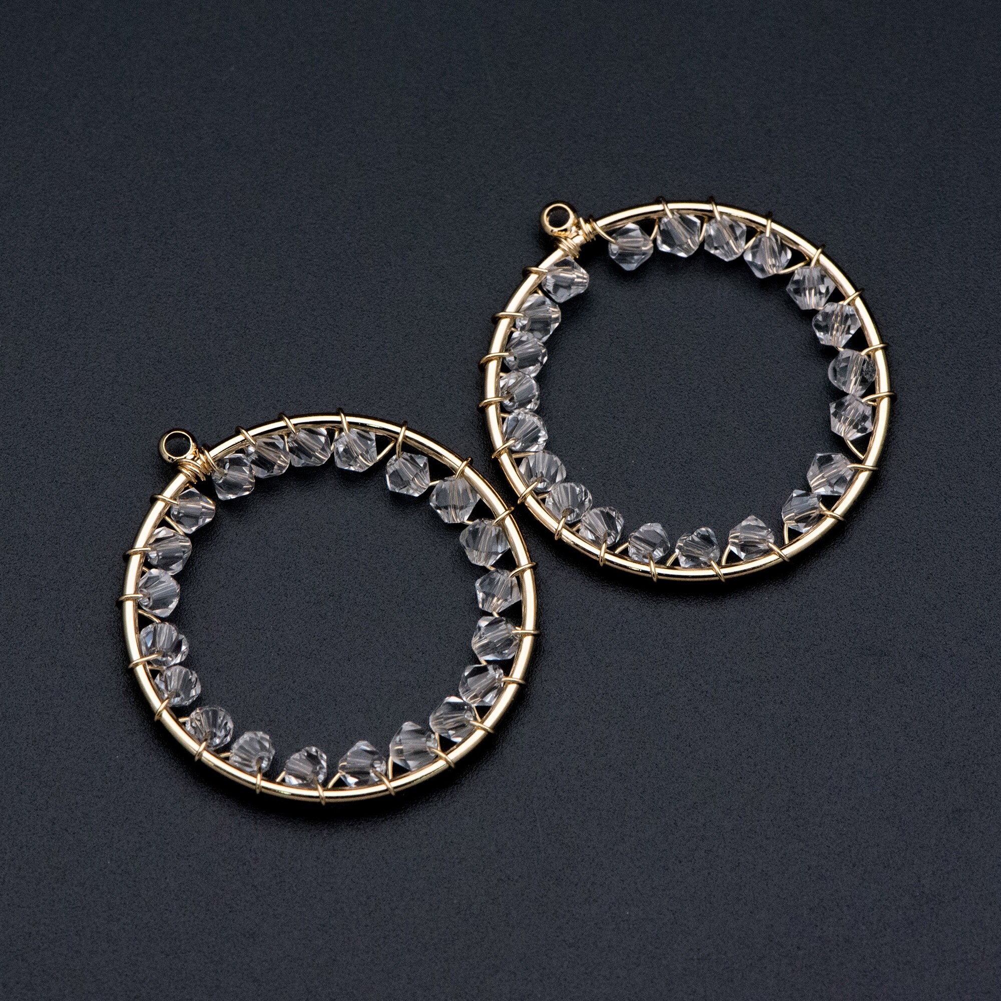 10pcs Gold Beaded 31x33mm Round Loop Charms Wired Crystal - Etsy