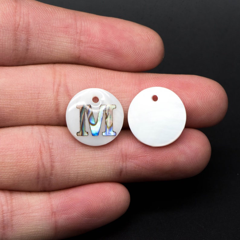 Abalone Shell Alphabet Charms English Letter Beads Round - Etsy