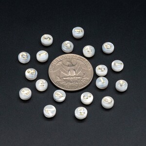 6mm Natural Shell With Gold Number Beads- Coin Puff Spacer - Double ...