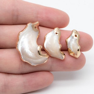 10pcs Natural Shell Charms, Gold Plated Shell Pendants, Natural Unique ...