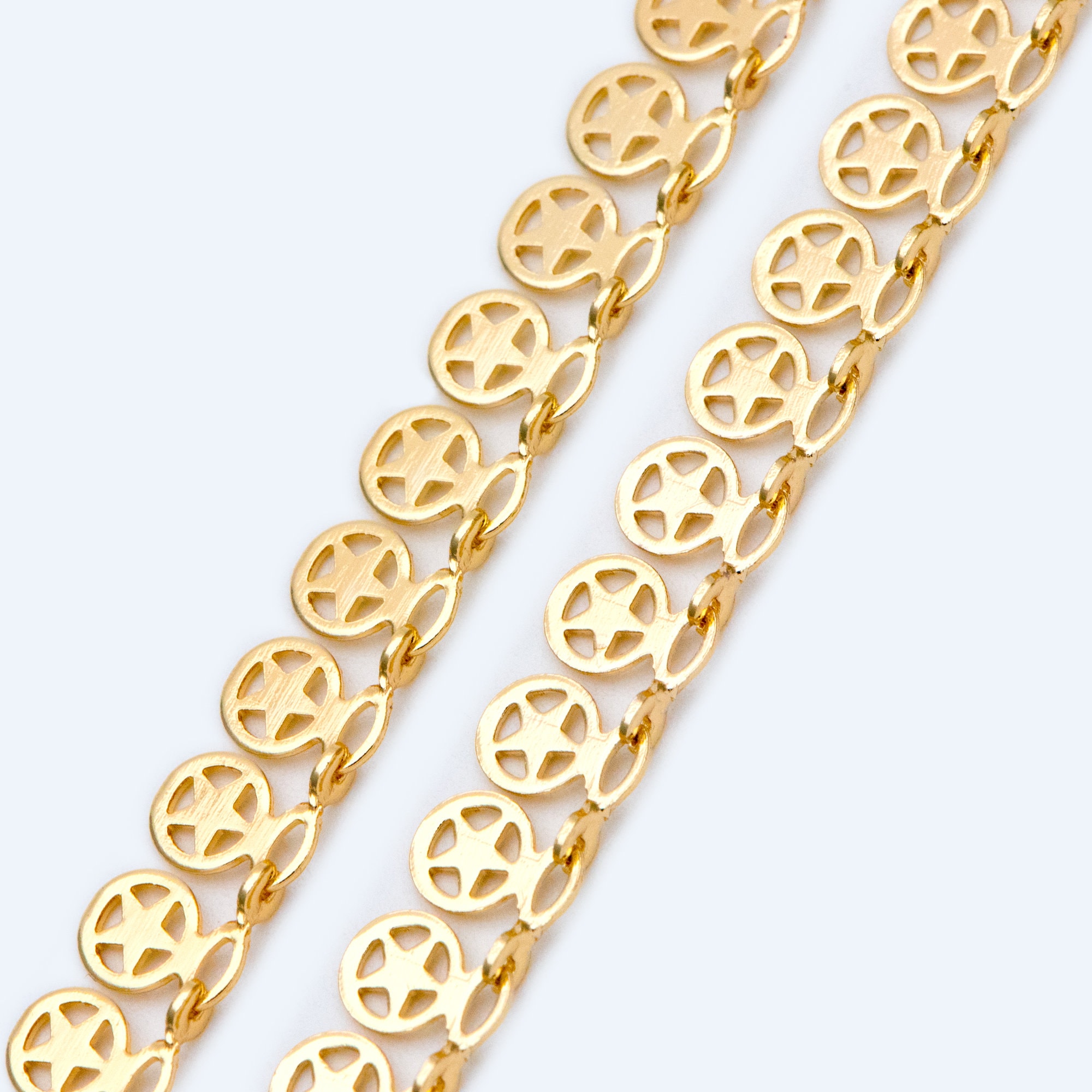 Gold Star Charm chain 18K Real Gold plated Brass Chain | Etsy