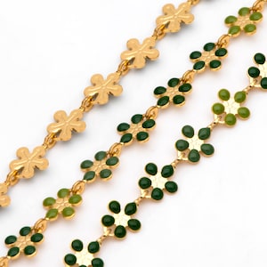 Mix Color Enamel Flower Chain, Gold Plated Brass Designer Chain 6mm ...