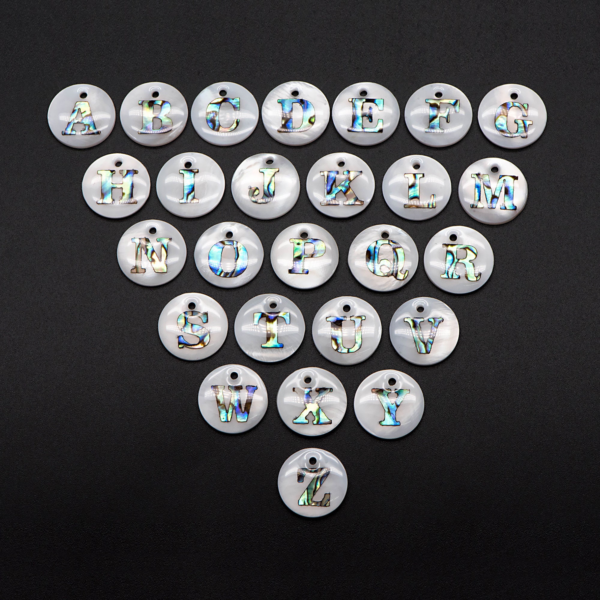Abalone Shell Alphabet Charms English Letter Beads Round - Etsy