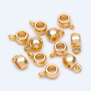 10pcs Gold Bail Beads, Bail Charm Holder Spacer With Loop, Tube Bails ...