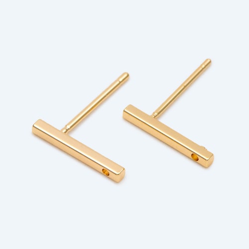 Brass Square Earing Post Brass Square Earring Stud 18K | Etsy