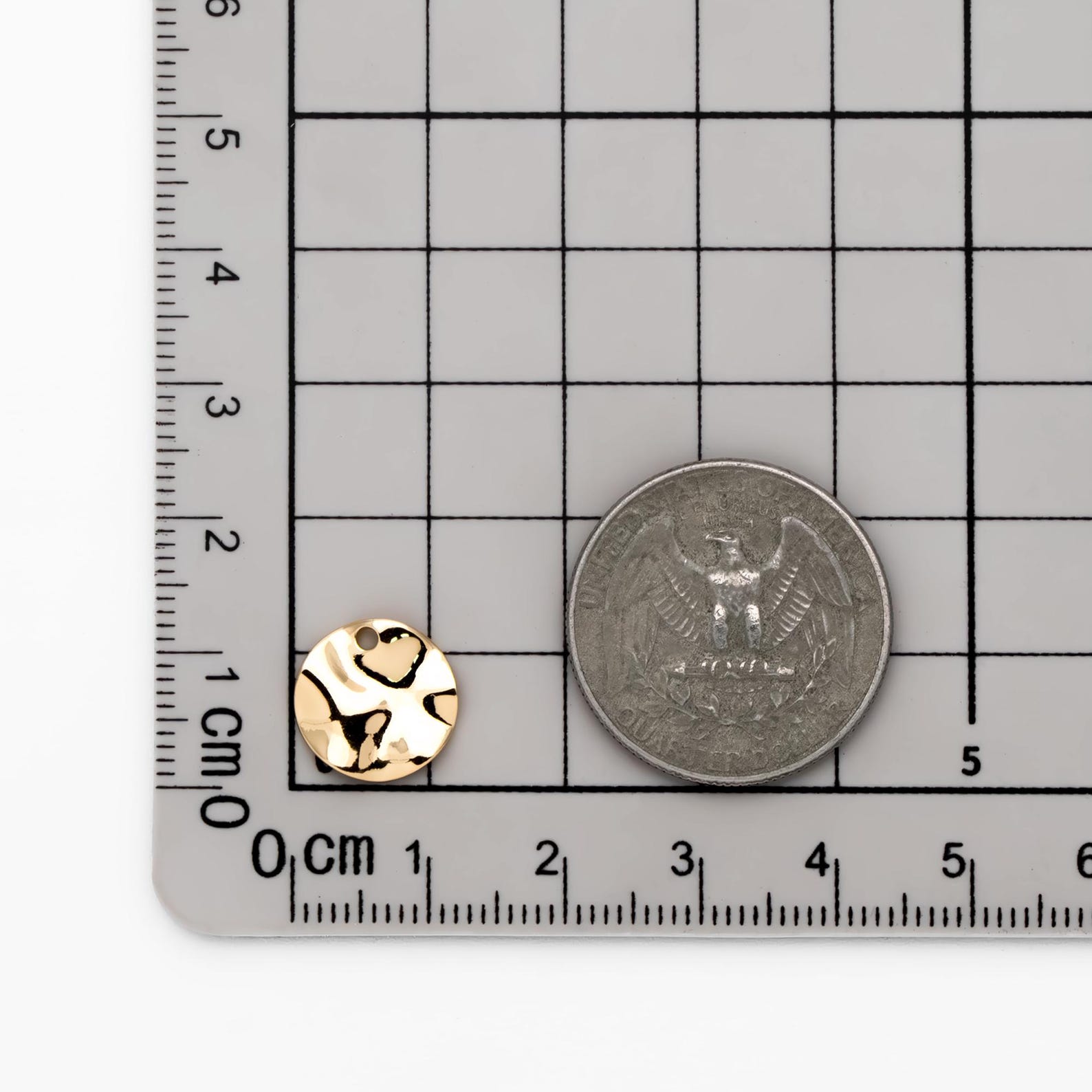 10pcs Hammered Disc Charms 12mm, Polished Gold Plated Brass Tags, Round ...