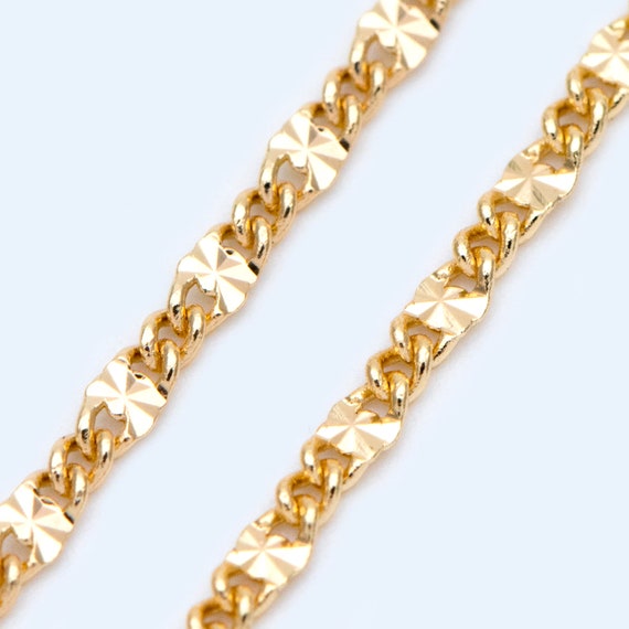 Gold Flat Chain 18K Gold Plated Chain Bulk Gold Chain | Etsy