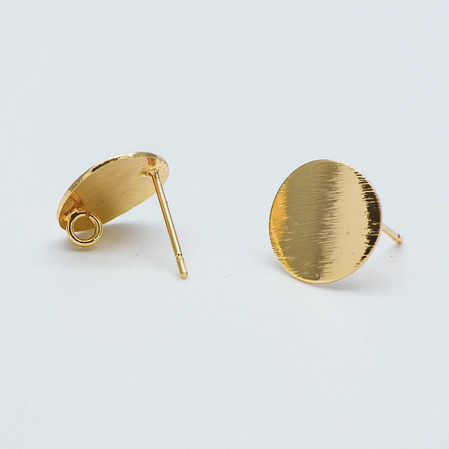 10pcs Brushed Gold Round Disc Ear Posts 12mm 18K Gold Plated | Etsy