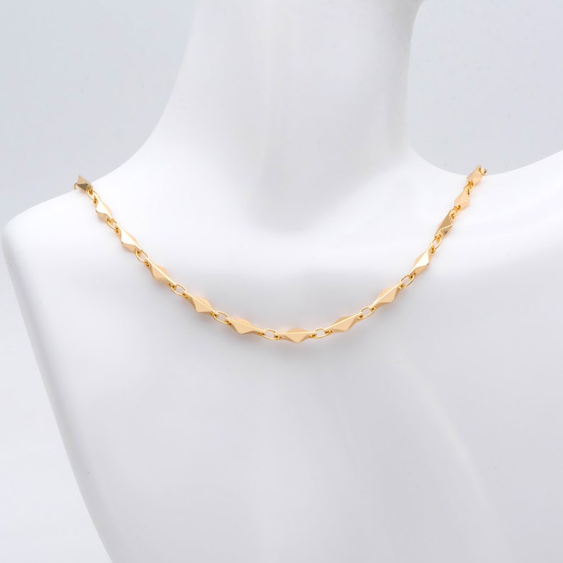 Gold Plated Brass Bar Link Chain 2.8mm, 18K Gold Plated Brass Chains ...
