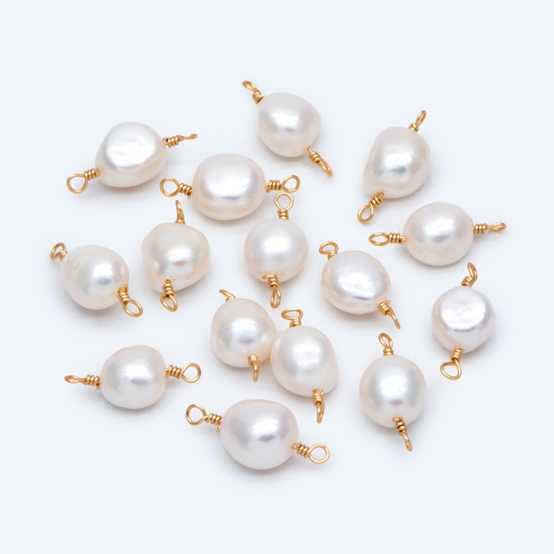 10pcs Natural Freshwater Pearl Connectors Genuine Baroque - Etsy