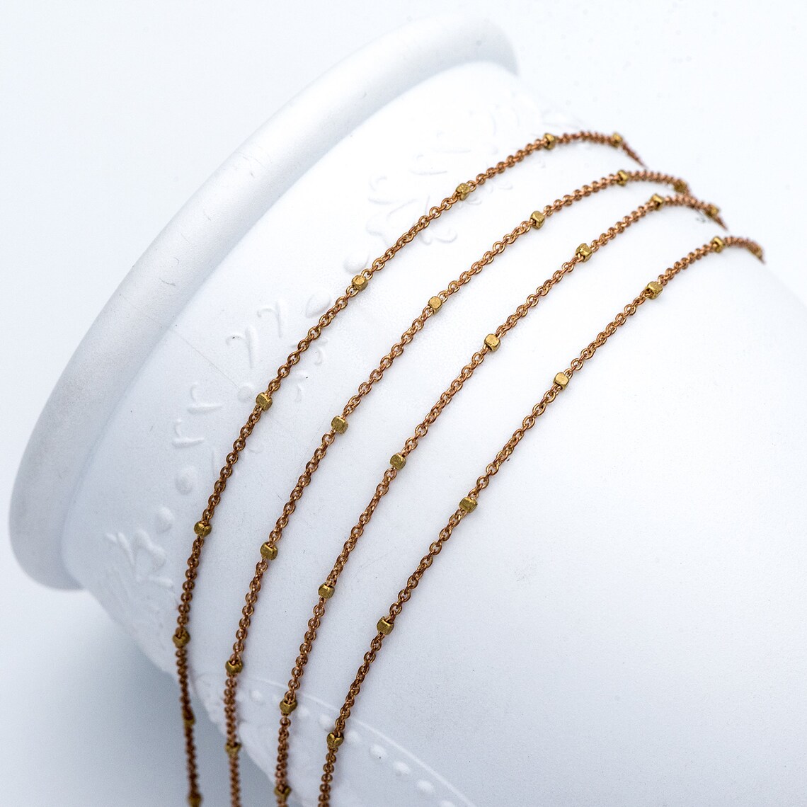 Dainty Raw Brass Beaded Cable Chains 1.2mm Tiny Chain With | Etsy