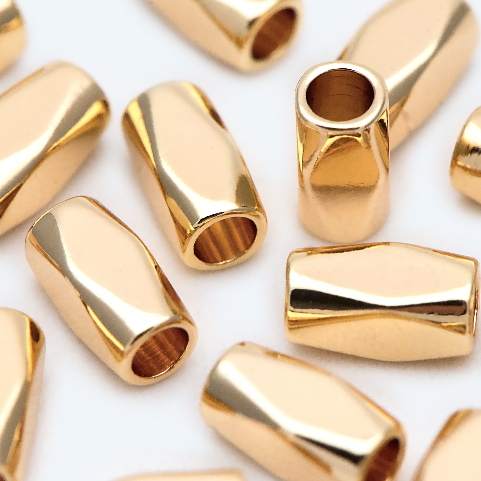 20pcs Gold Tube Beads 6x3mm, 18K Gold Plated Brass, Tube Spacer Beads ...