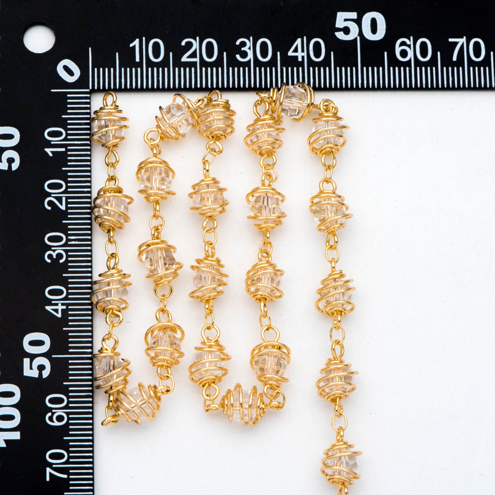 Gold Crystal Bead Chain 7.5mm Glass Rondelle Beaded Chain - Etsy