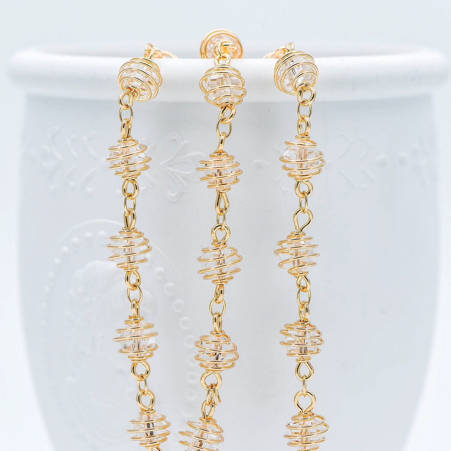 Gold Crystal Bead Chain 7.5mm Glass Rondelle Beaded Chain | Etsy