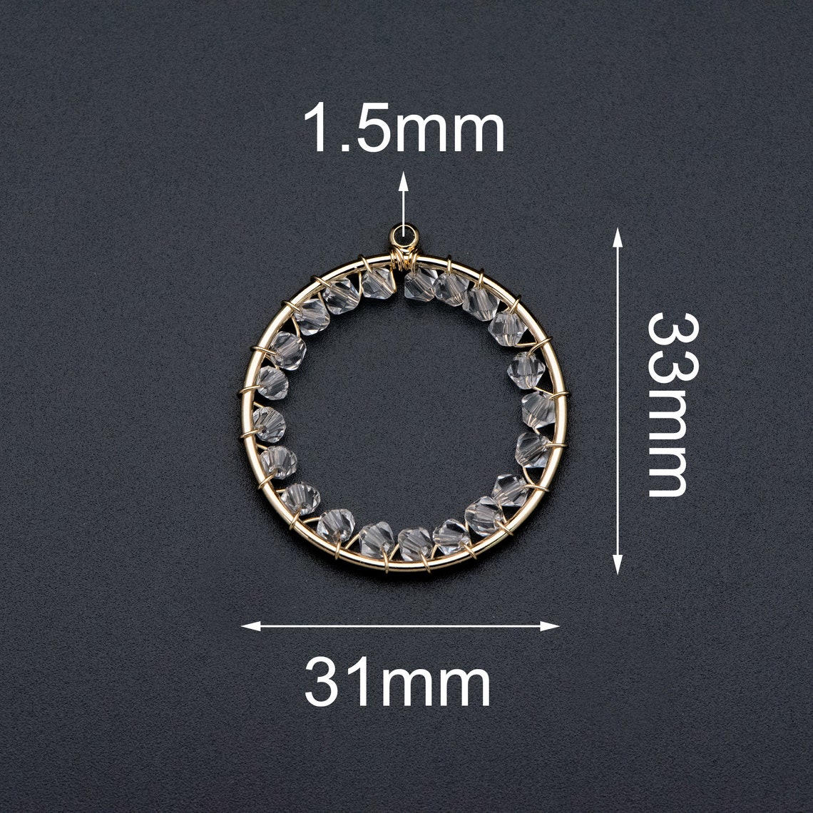 10pcs Gold Beaded 31x33mm Round Loop Charms Wired Crystal - Etsy