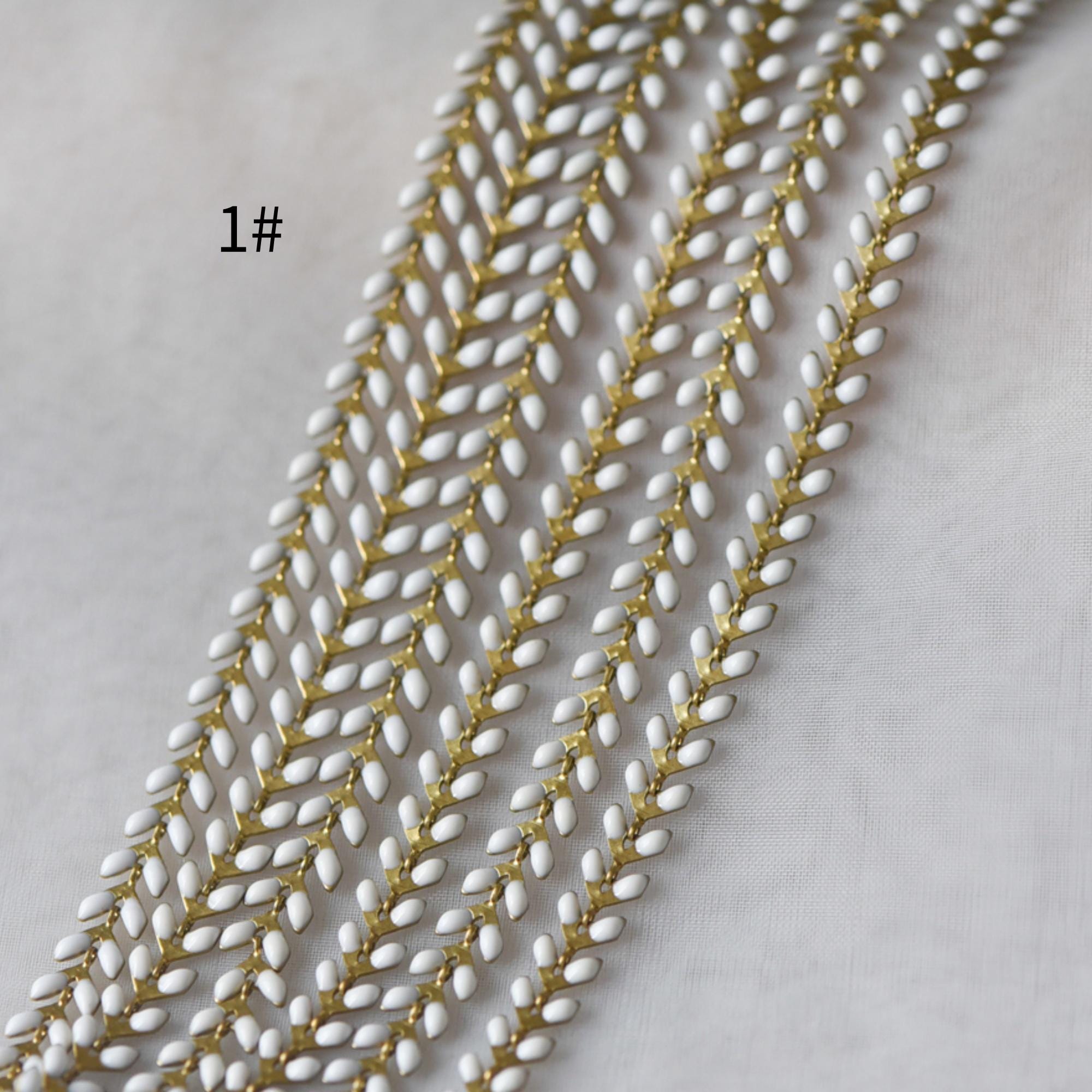 Mint Green Enamel Brass Arrow Chain 6mm, Flat Chevron Chain ...