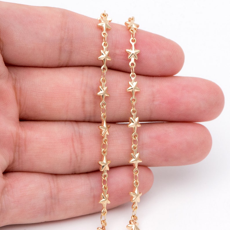 Gold Star Chain 18K Real Gold Plated Brass Chain Quality - Etsy