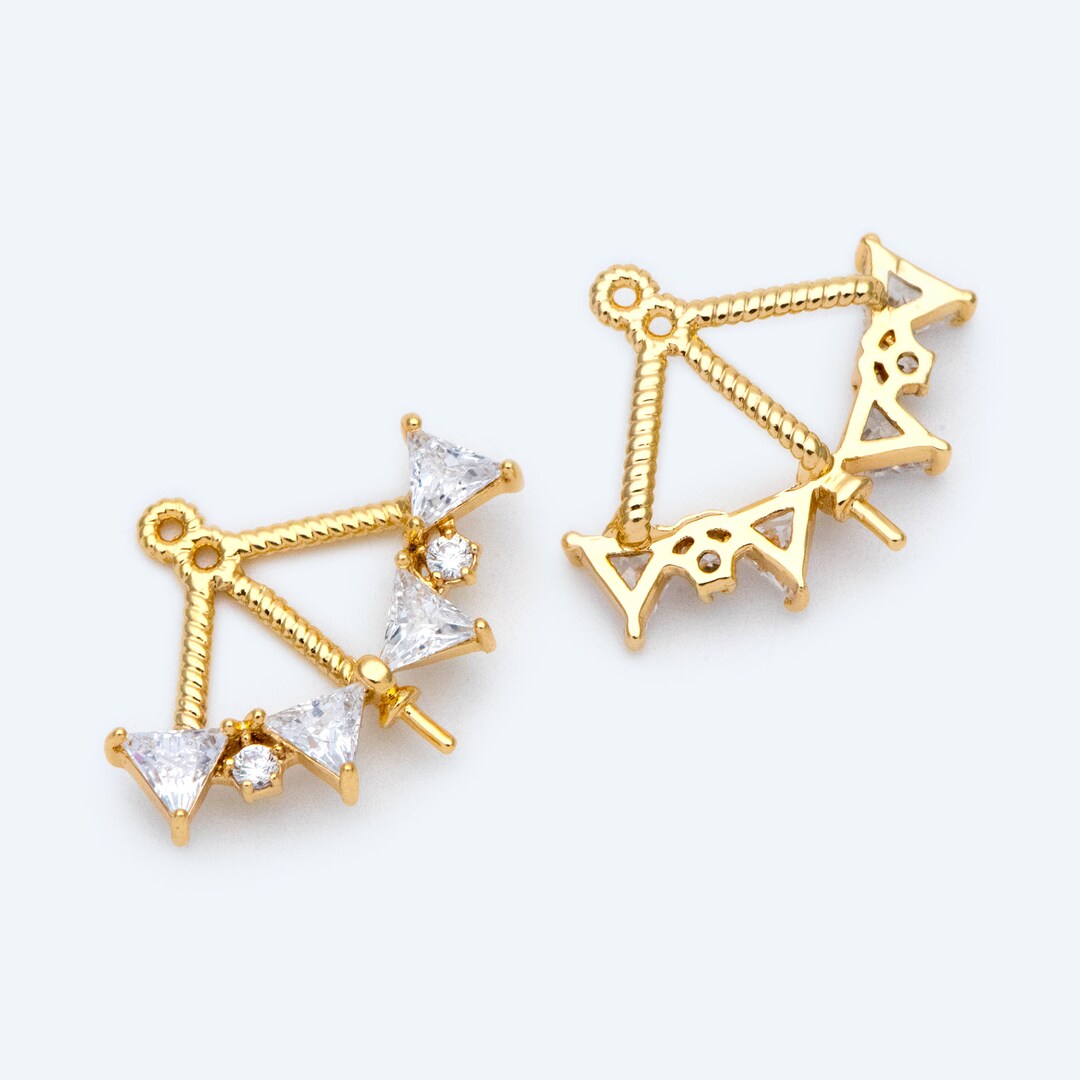 4pcs Gold Triangle Charm With Half Drilled Pearl Peg Real - Etsy