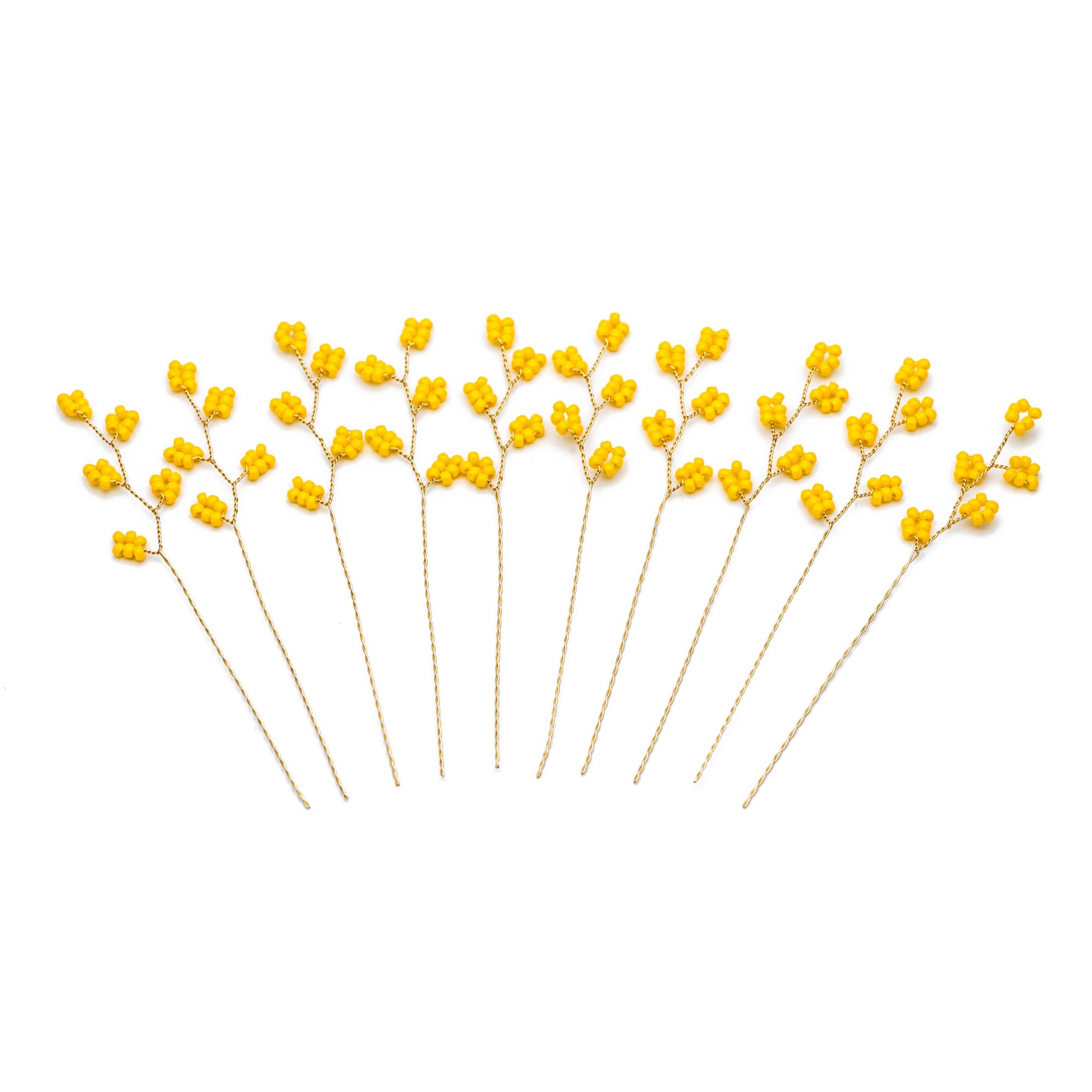 10pcs Beaded Leaf Sprigs on Gold Wire, Flower Tassel Hair Accessories ...