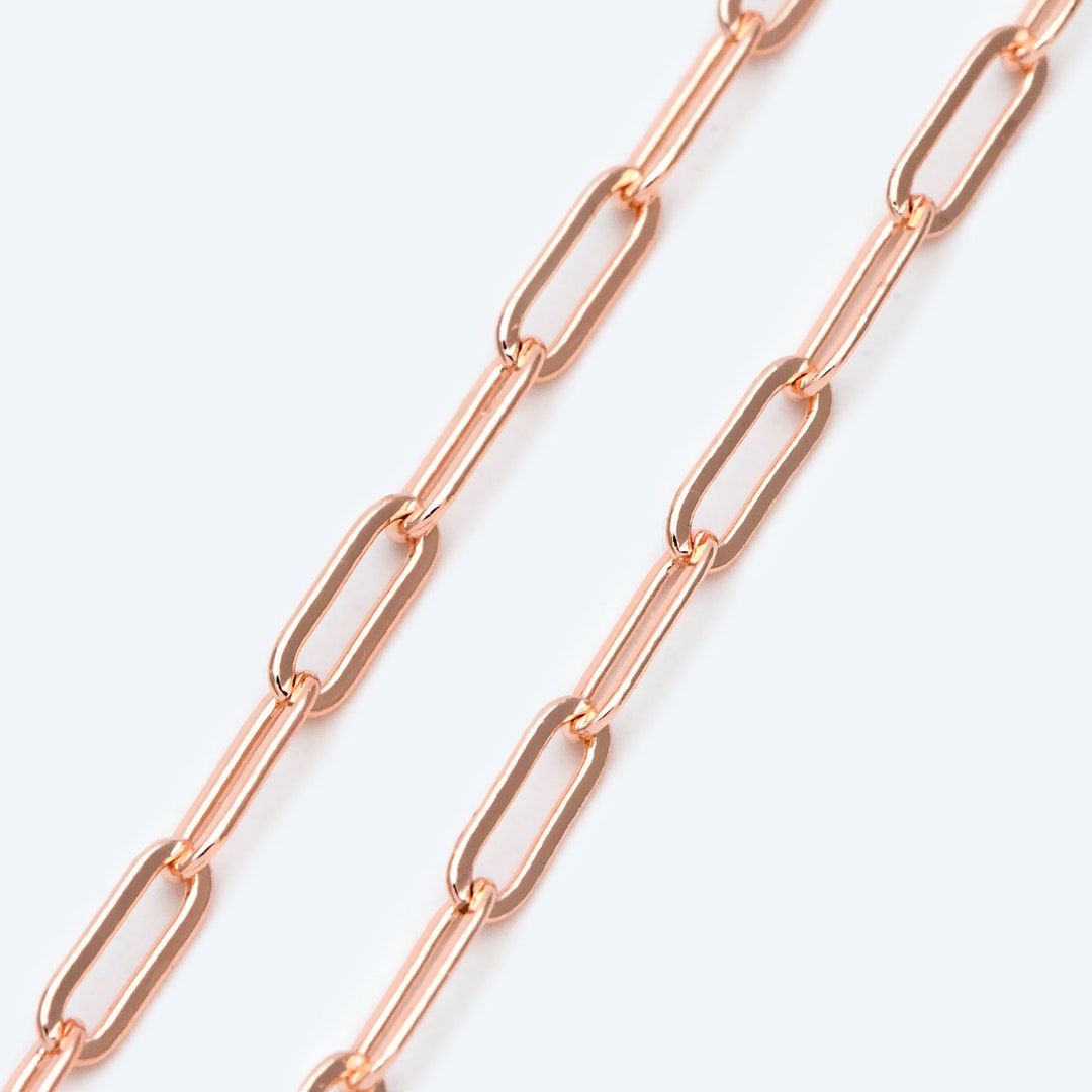 Rose Gold Long Cable Chain, Brass Chain, Oval Link Size 3.3x9mm LK-272 ...