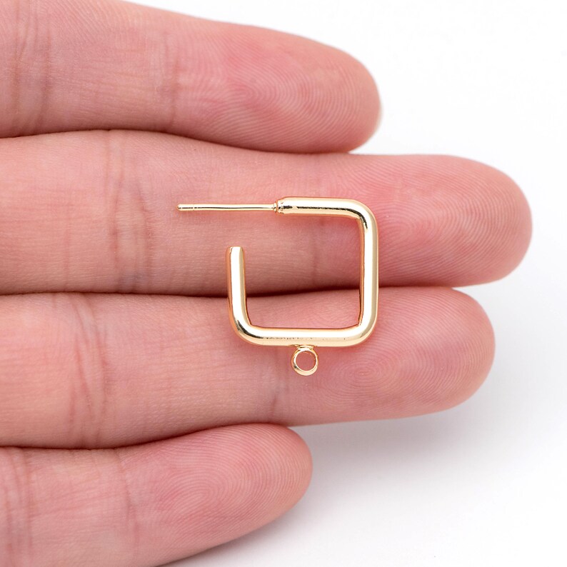 10pcs Gold Square Ear Posts 19x21mm 18K Real Gold Plated - Etsy