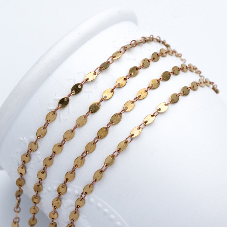 Raw Brass Oval Disc Chains 3x5mm, Handmade Disk Geometric Chain ...