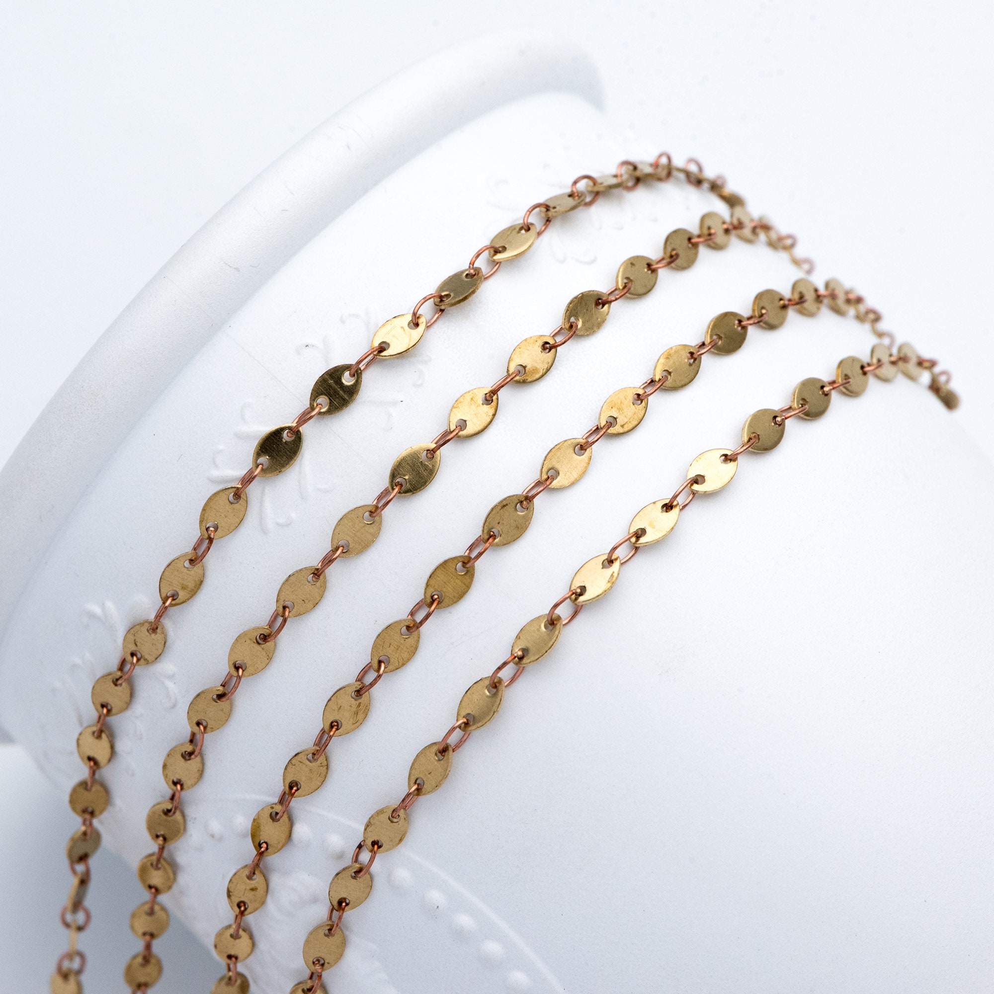 Raw Brass Oval Disc Chains 3x5mm, Handmade Disk Geometric Chain ...