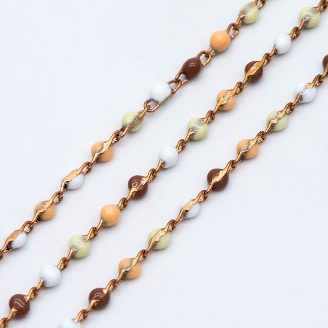 Enamel Brass Chain 2.5mm Thin, Unplated Brass Designer Chains, Brown ...