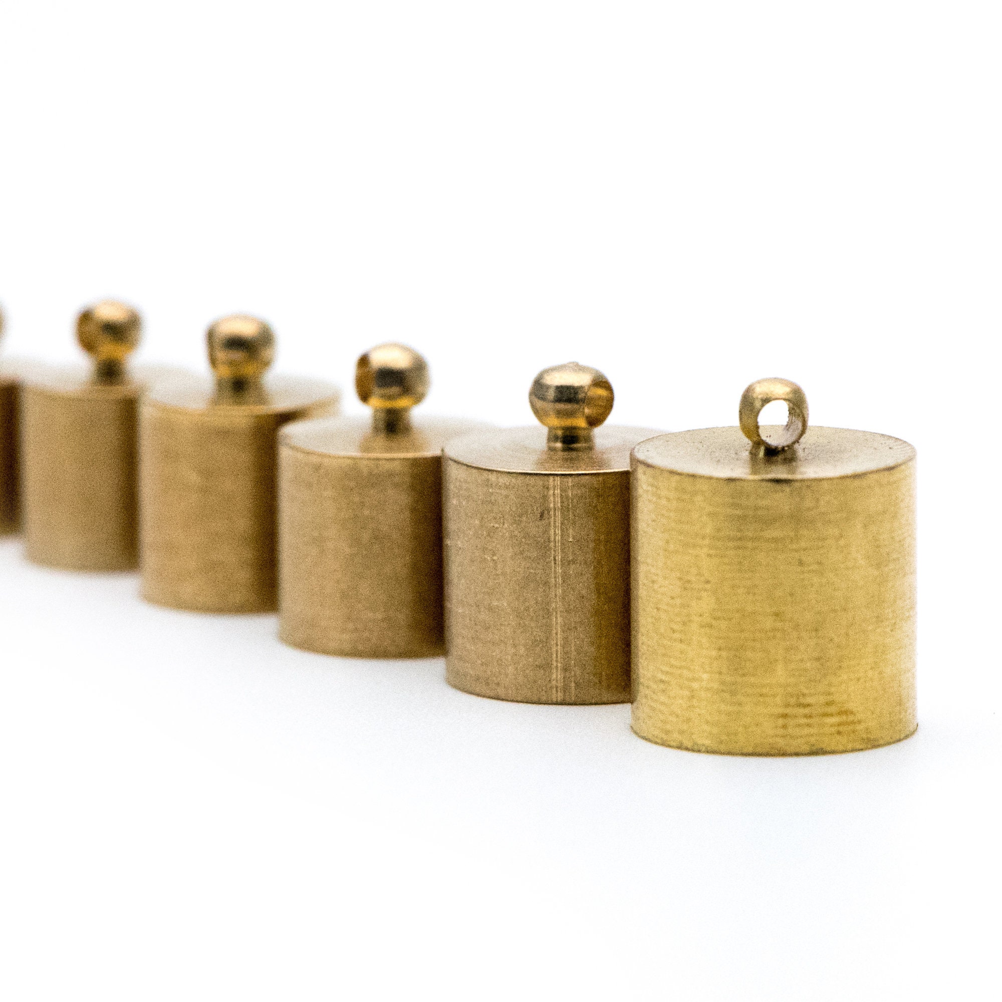 50pcs Raw Brass Barrel Cord End Caps, 2-13mm Multi Size, Glue on End ...