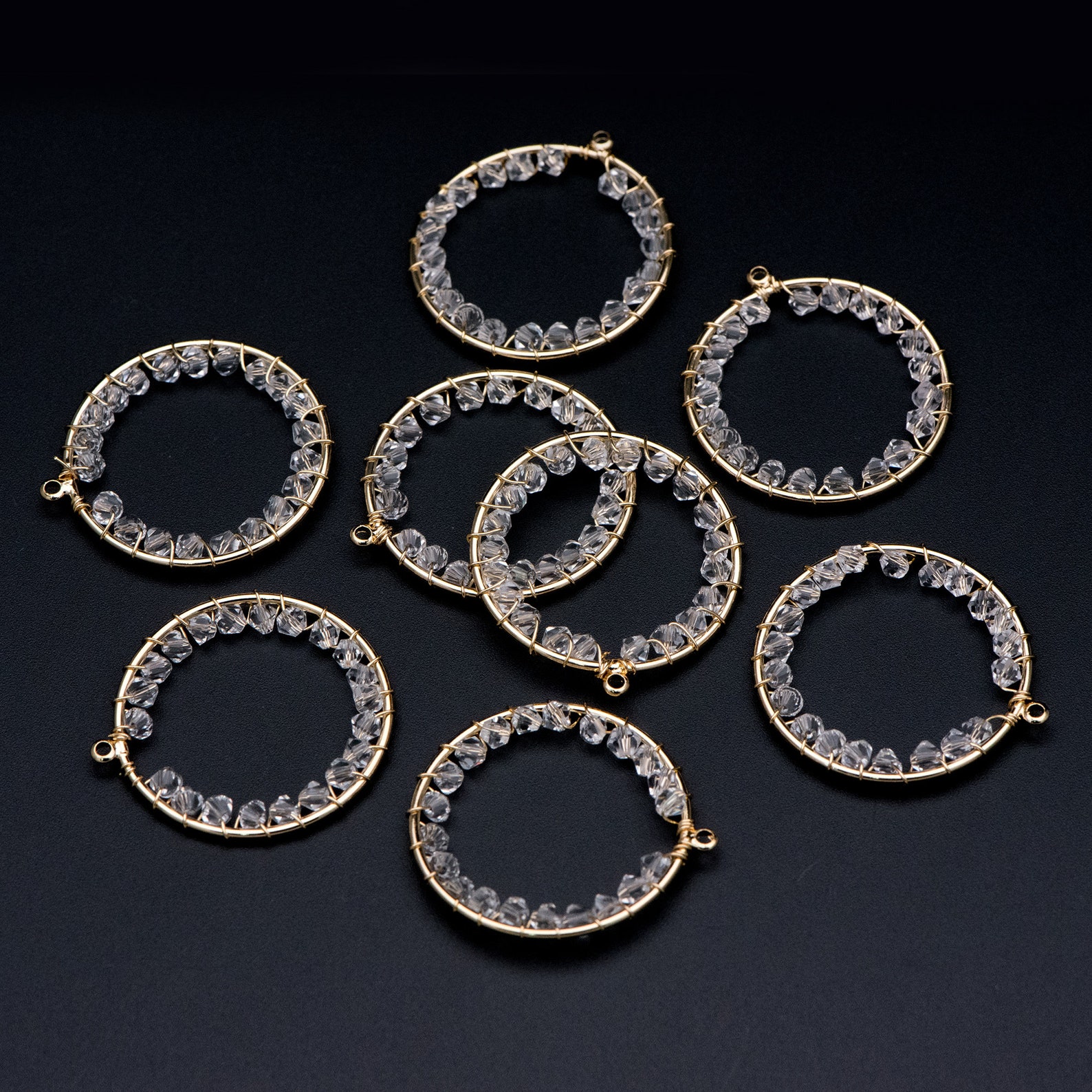10pcs Gold Beaded 31x33mm Round Loop Charms Wired Crystal - Etsy